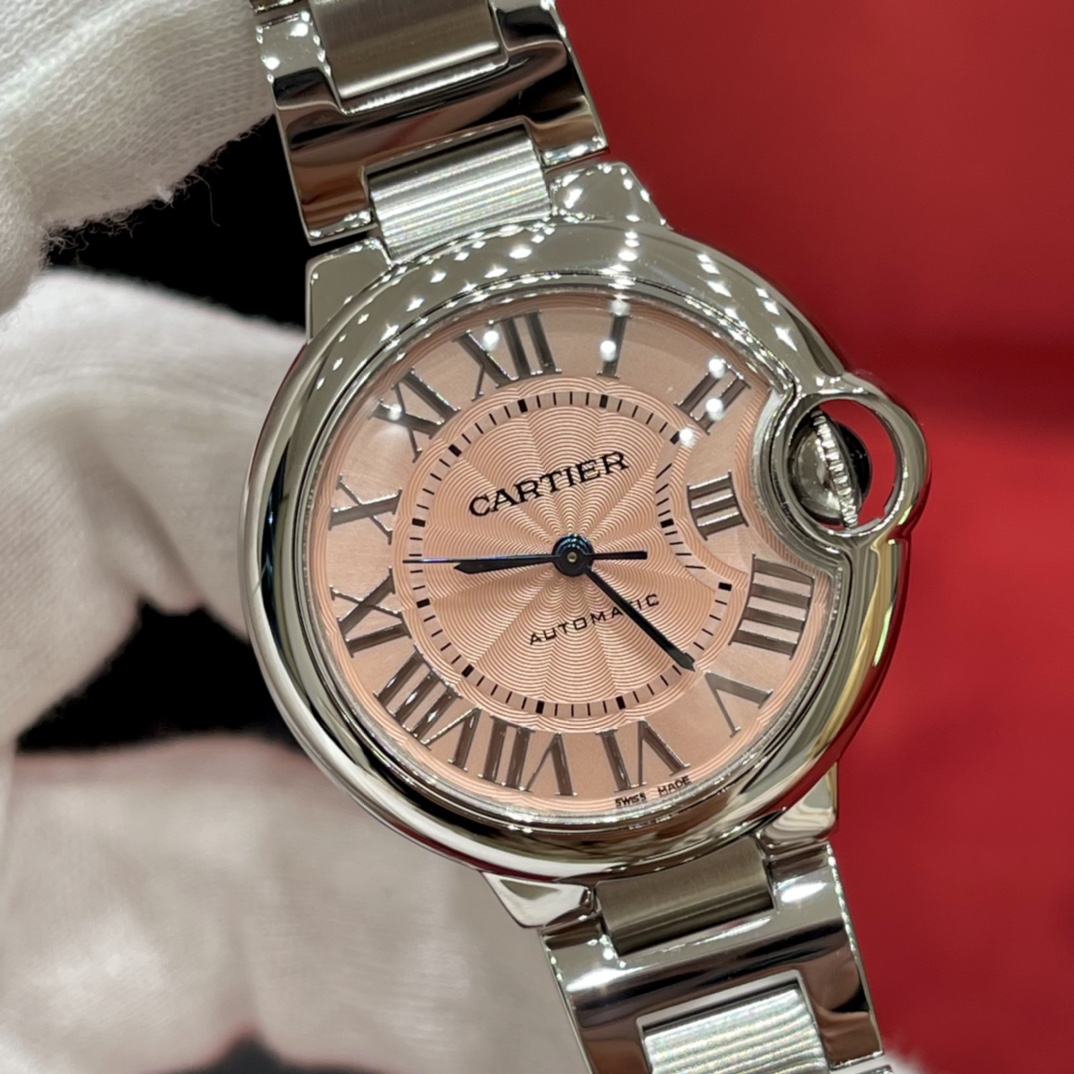Cartier WSBB0046 (Stainless Steel, Pink Guilloché Dial, Blue Sapphire ...